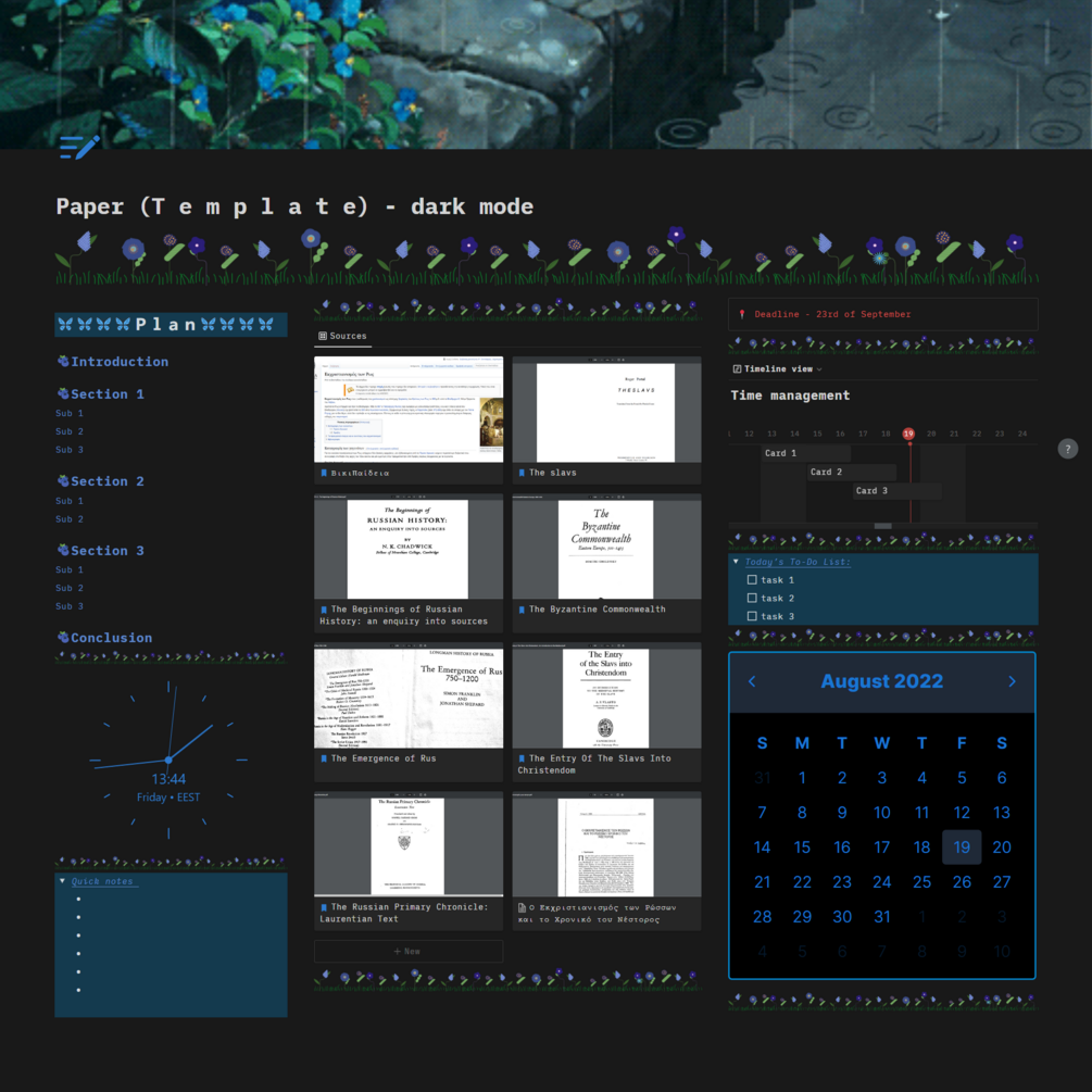 Dark blue Notion template for papers