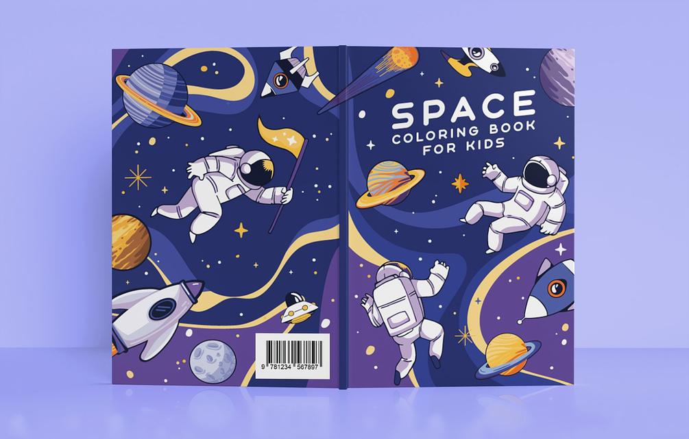 SPACE COLORING BOOK COVER DESIGN