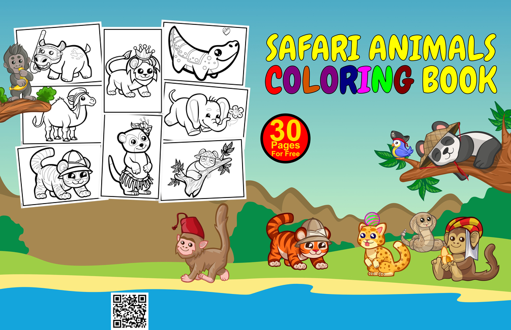 Safari Animals Coloring Book for Kids