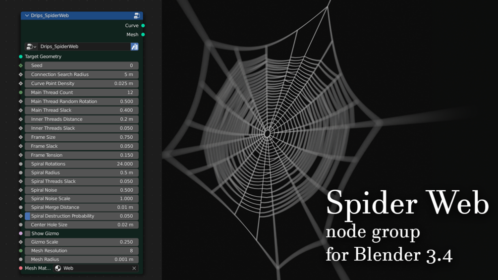 Spider Web geometry node group for Blender 3.4