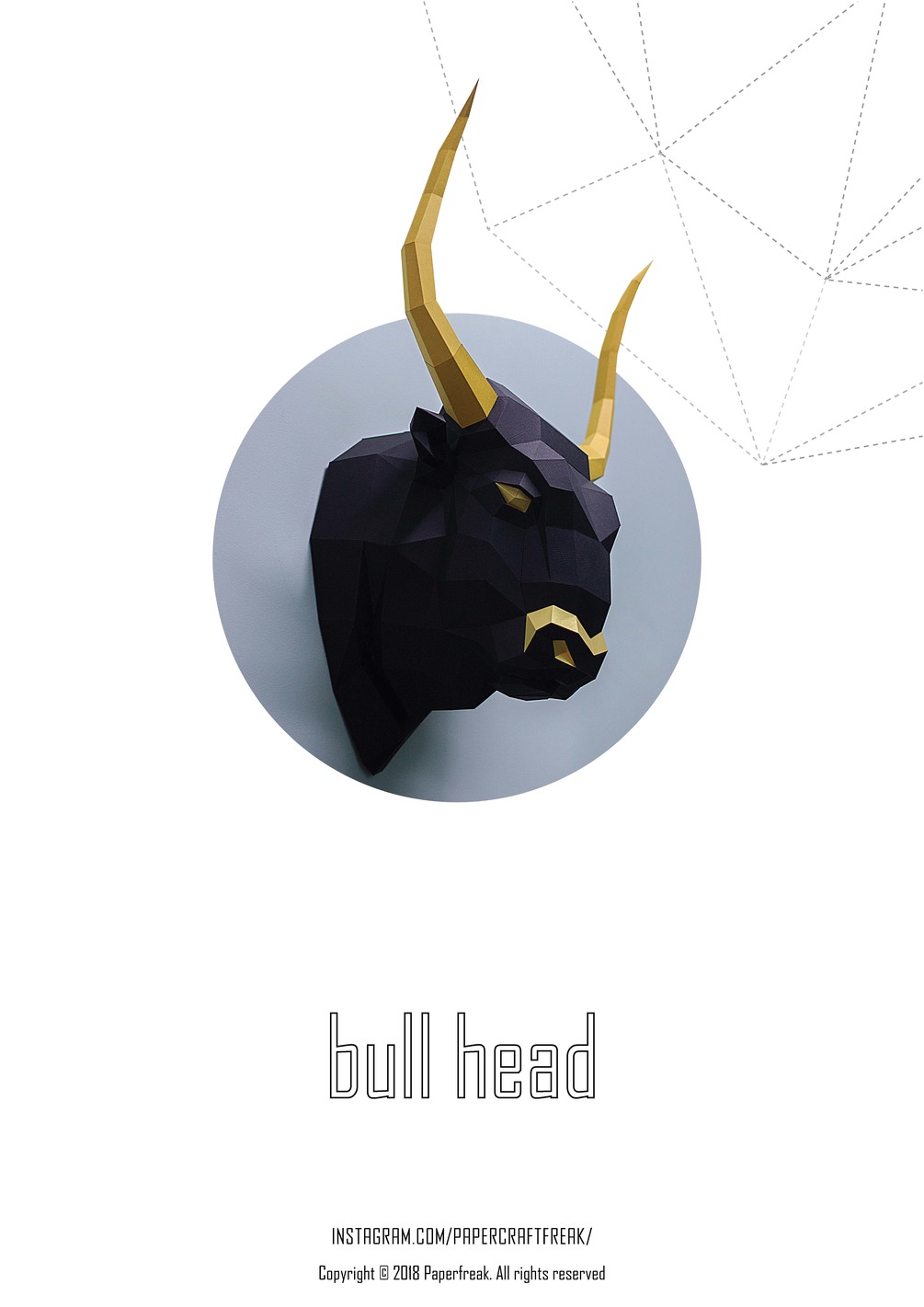 Papercraft 3D bull template