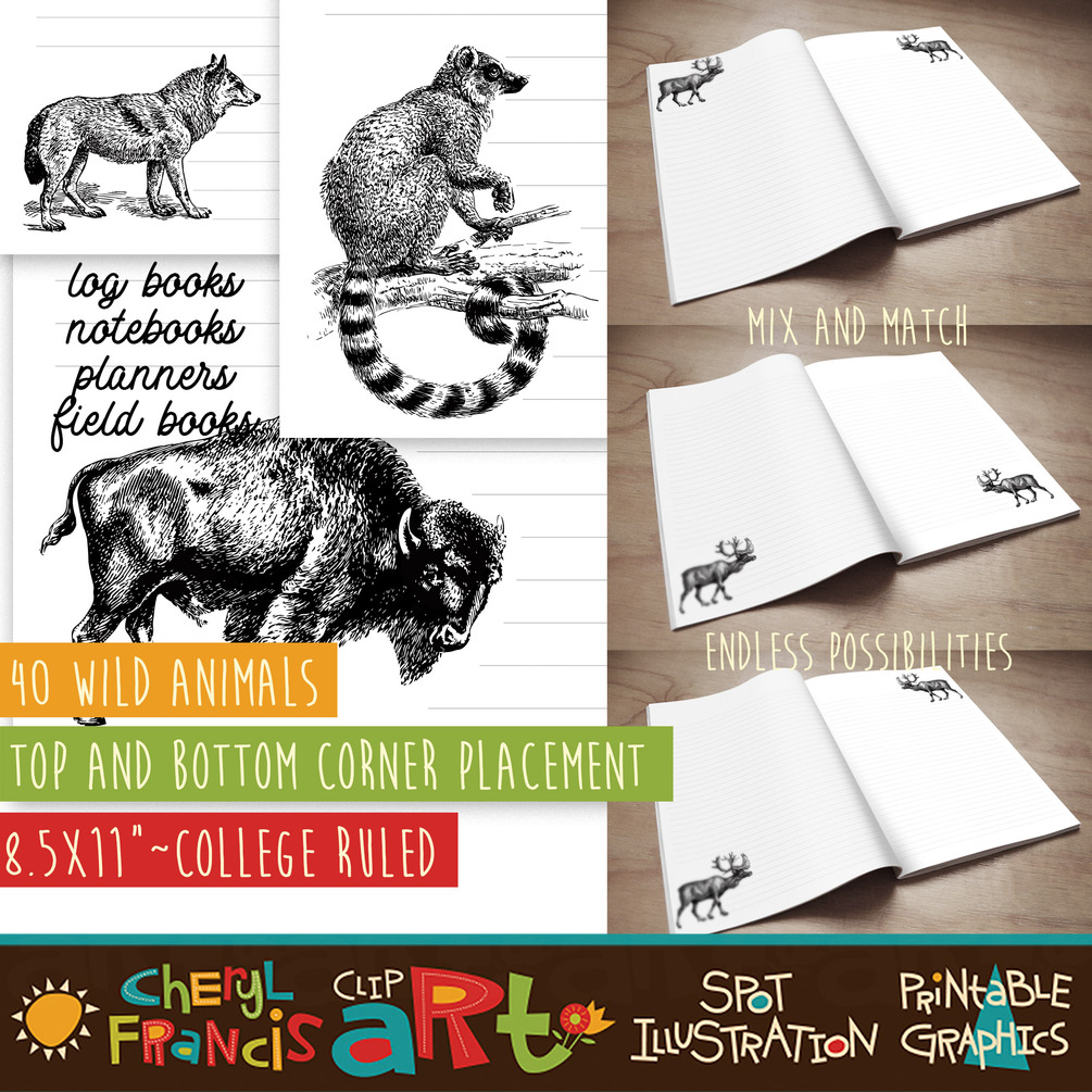 Wild Animals Lined Pages 8.5x11