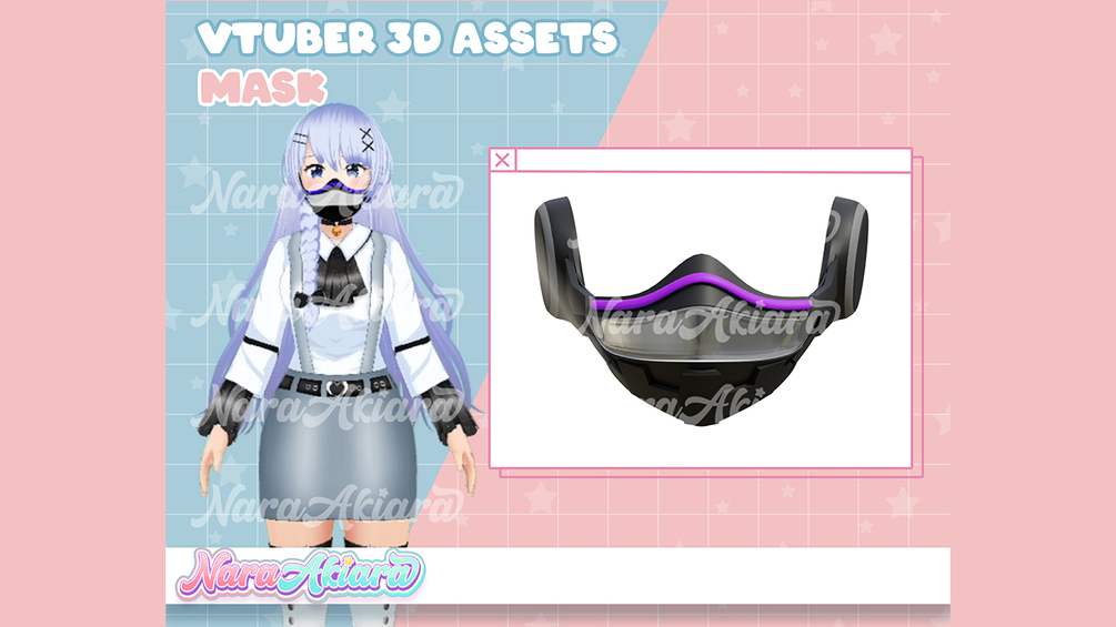 3D Vtuber Assets Mask V19 vroid commission, 3D assets ready to use ...