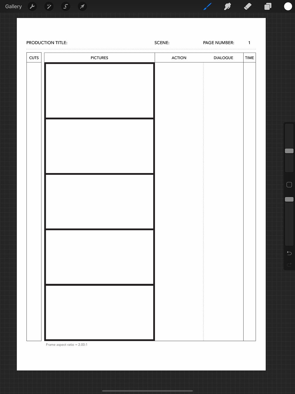 Free Procreate Anime Storyboard Template For 2 00 1 Univisium Aspect 