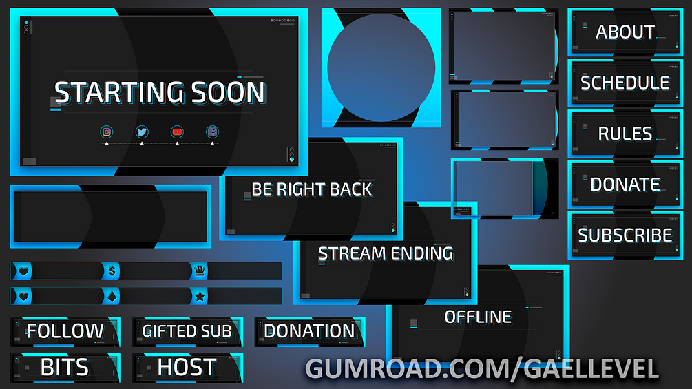 RUNNER Twitch Animated Overlay MEGA Pack for OBS