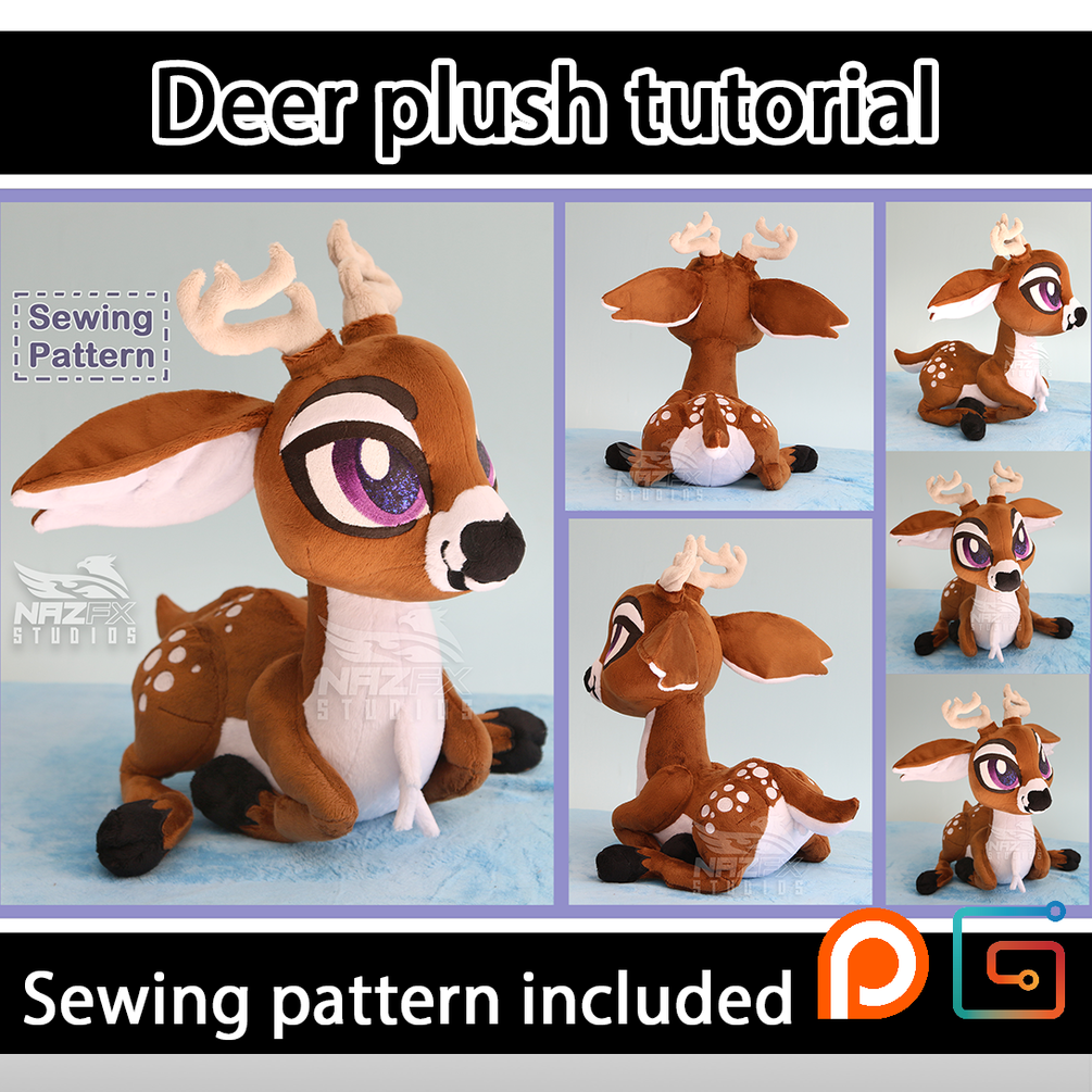 Deer plush - sewing pattern and video tutorial