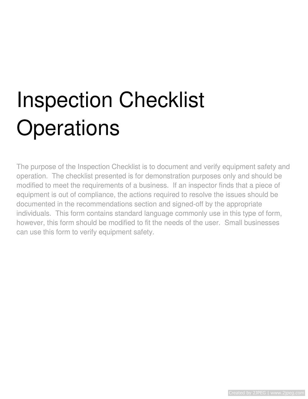 Inspection Checklist Operations