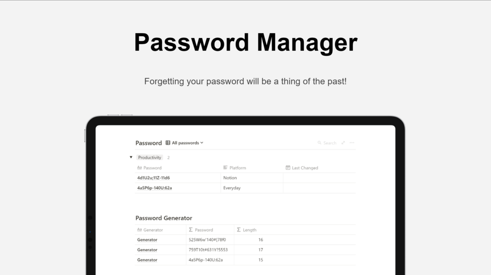 Password Manager Notion Template
