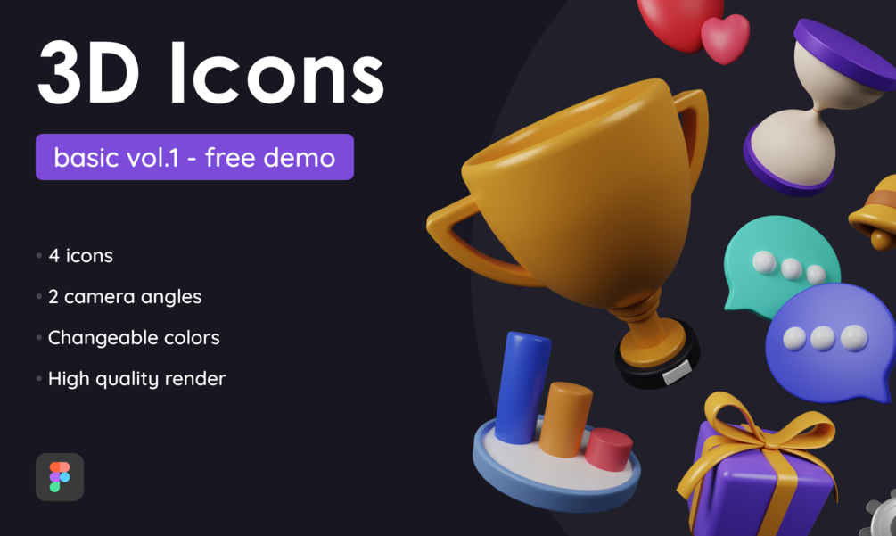 Basic Pack - Customizable 3D Icons (Free Demo)
