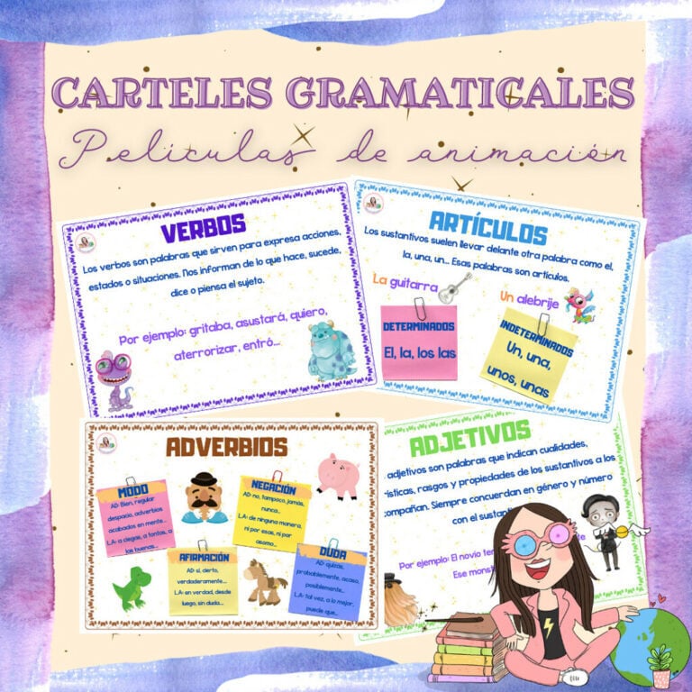 CARTELES GRAMATICALES DIBUJOS DE PELÍCULAS