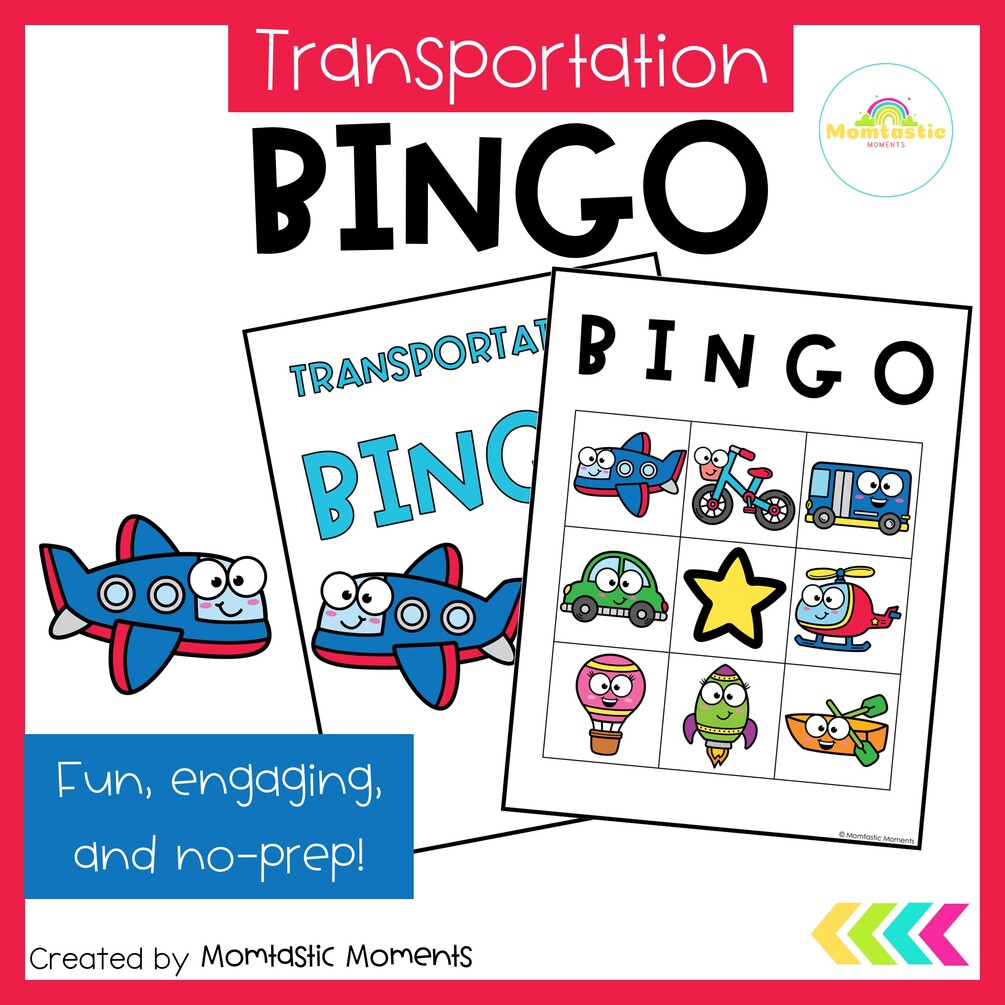 Transportation Bingo Activity Game 30 Different Bingo Cards