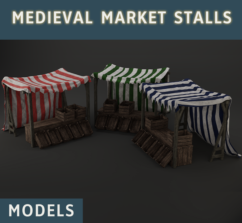 Medieval Market Stall Set Game Ready