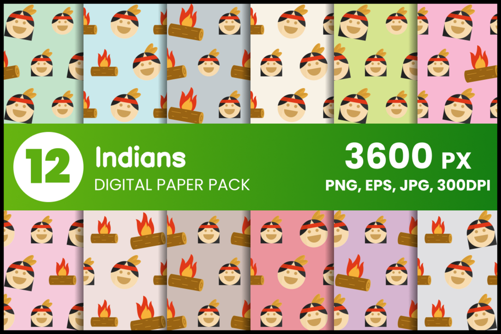 Indians 12 Digital Paper Set