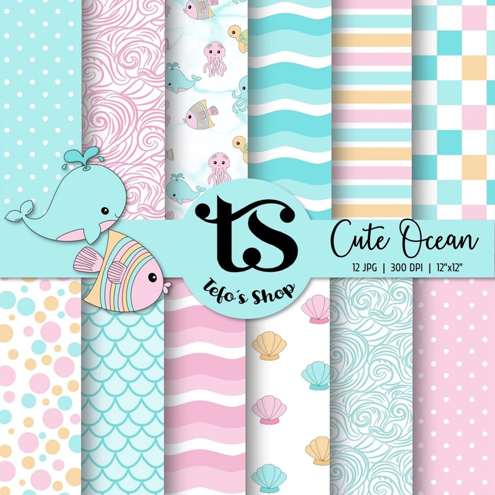 Cute Ocean girl | Papeles digitales | Paper pack