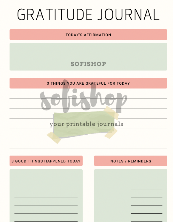 DAILY CHECK IN journal, wellness gratitude journal printable, reflect ...