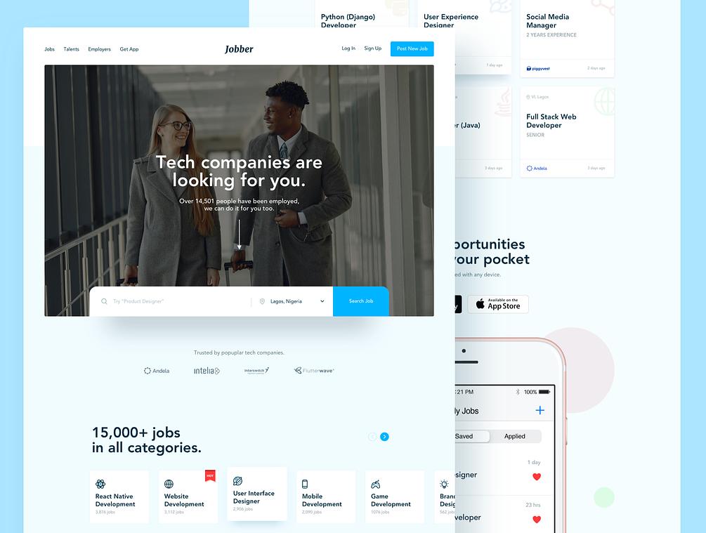 Jobber landing Page Free UI Kit