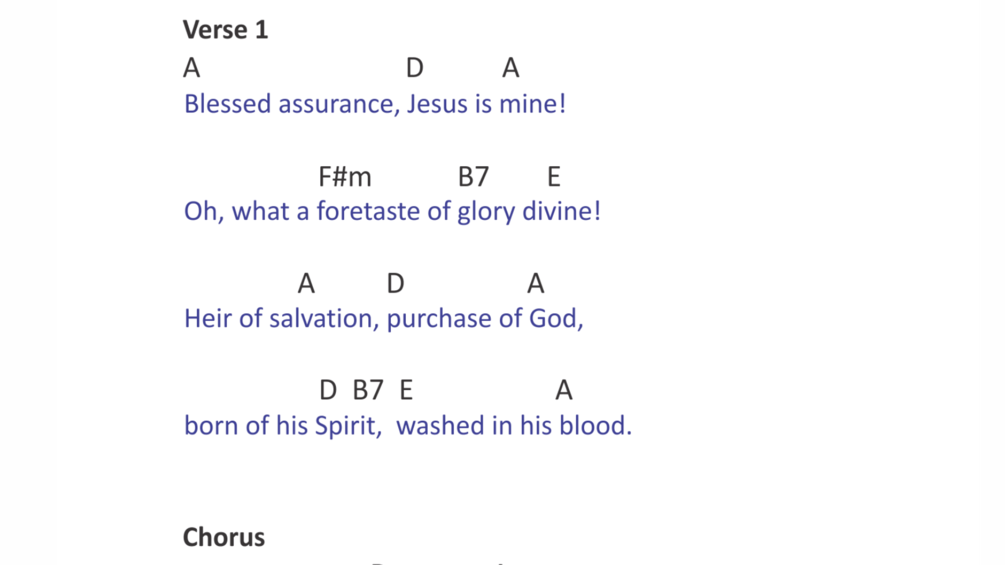 “This is my story, This is my song (Blessed Assurance)” guitar chords ...