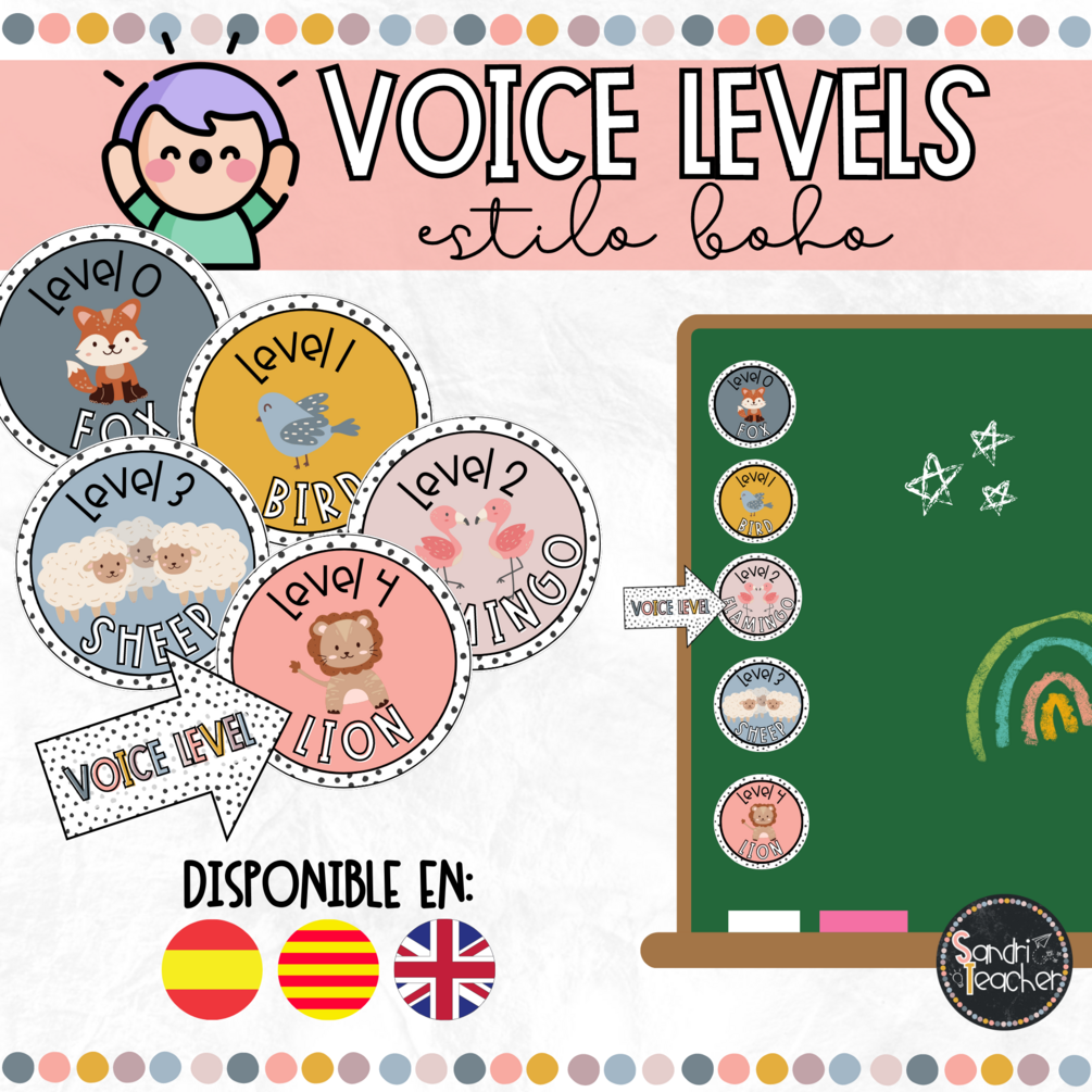 VOICE LEVELS Estilo Boho (5 niveles) - @SandriTeacher