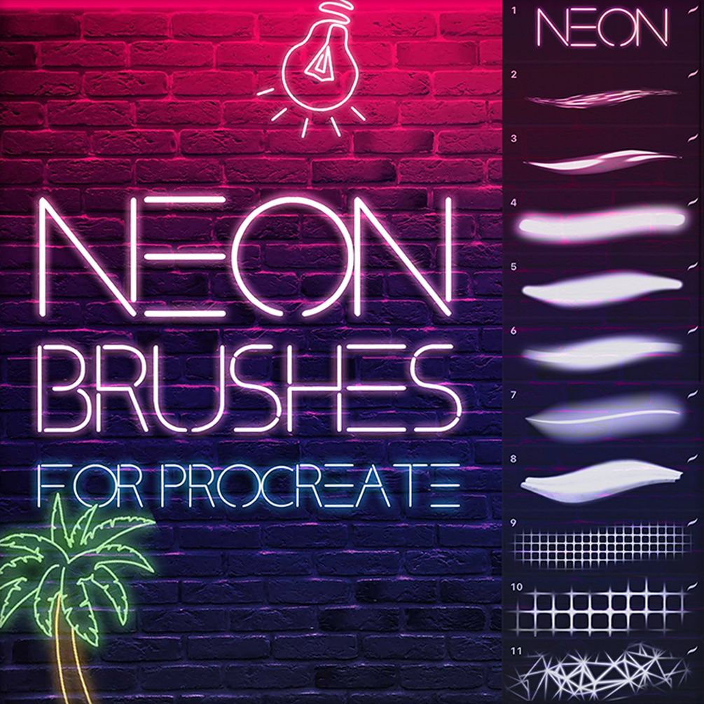 Free Neon Brushes for Procreate