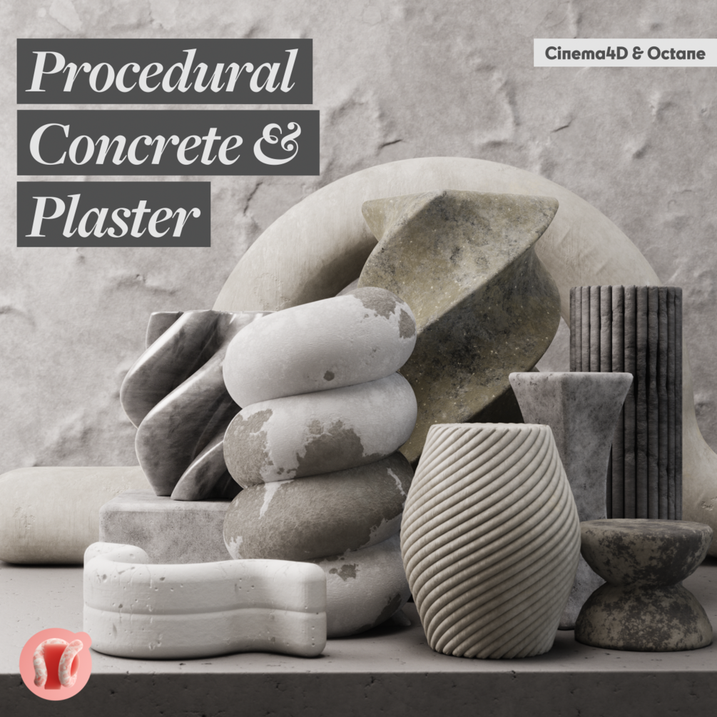 50 Procedural Concrete & Plaster Materials (Cinema4D & Octane)