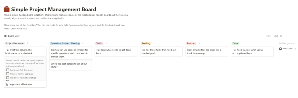 Simple Project Management Board