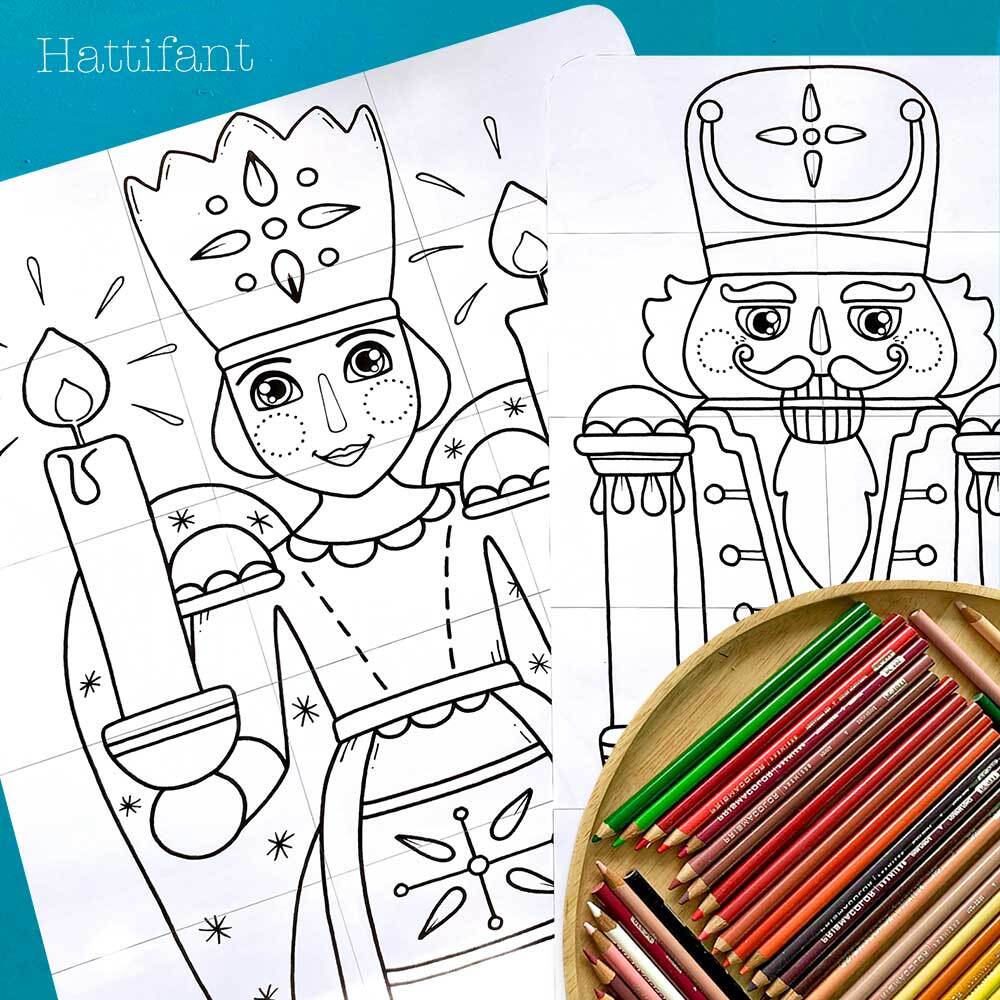 Nutcracker & Christmas Angel Posters to Color