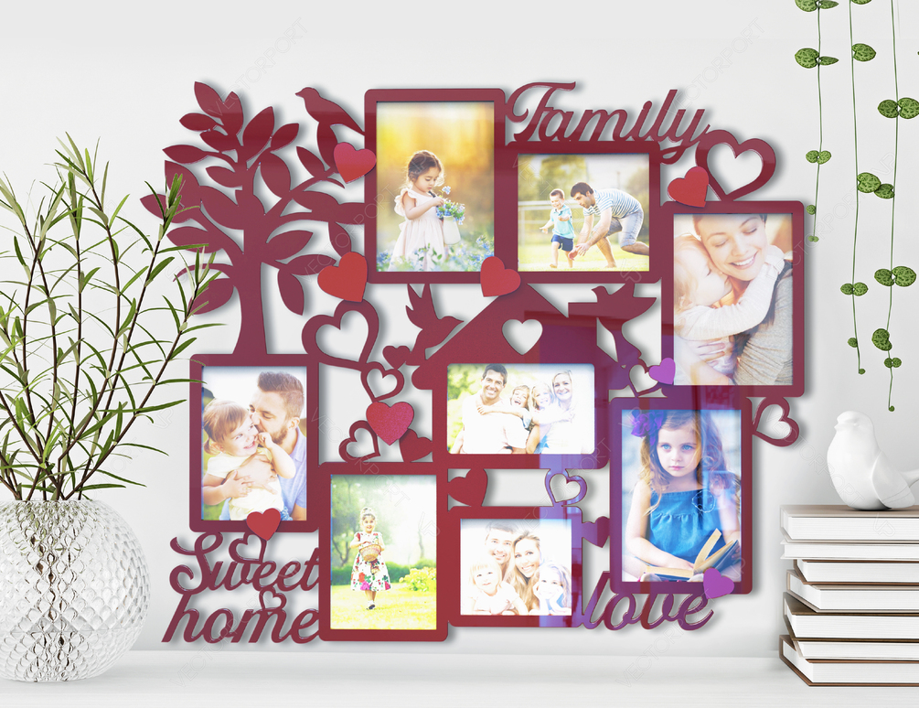 Laser Cut Family Tree and Home Photo Frame with birds Diy | SVG, DXF ...