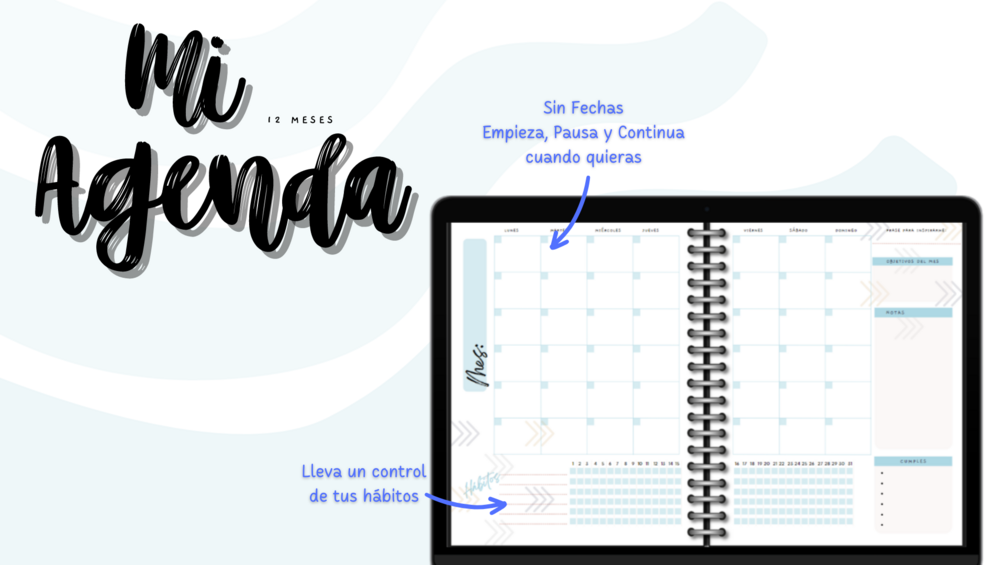 Mi Agenda 12 Meses Digital: Planeador Agenda 12 meses, Rueda de la Vida ...