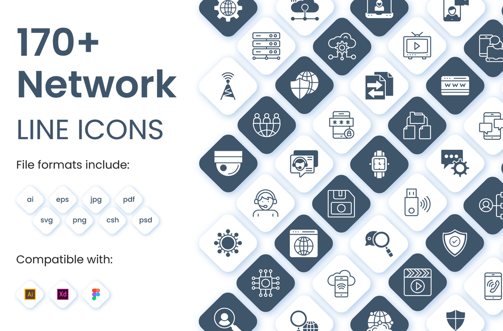 170+ Collection of networking icons