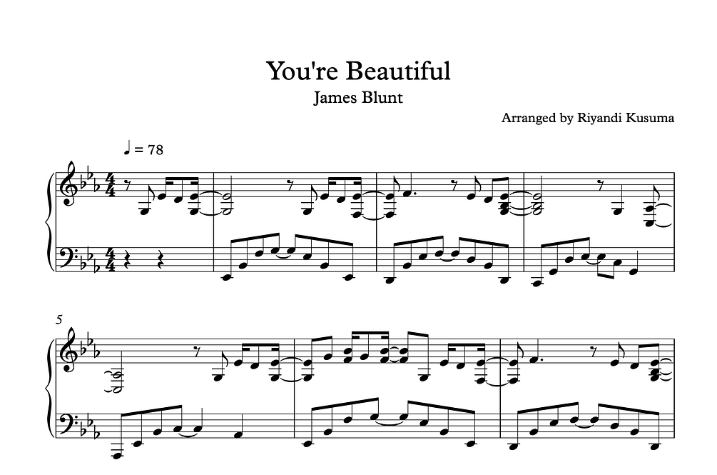 James Blunt - You're Beautiful (Sheet Music)