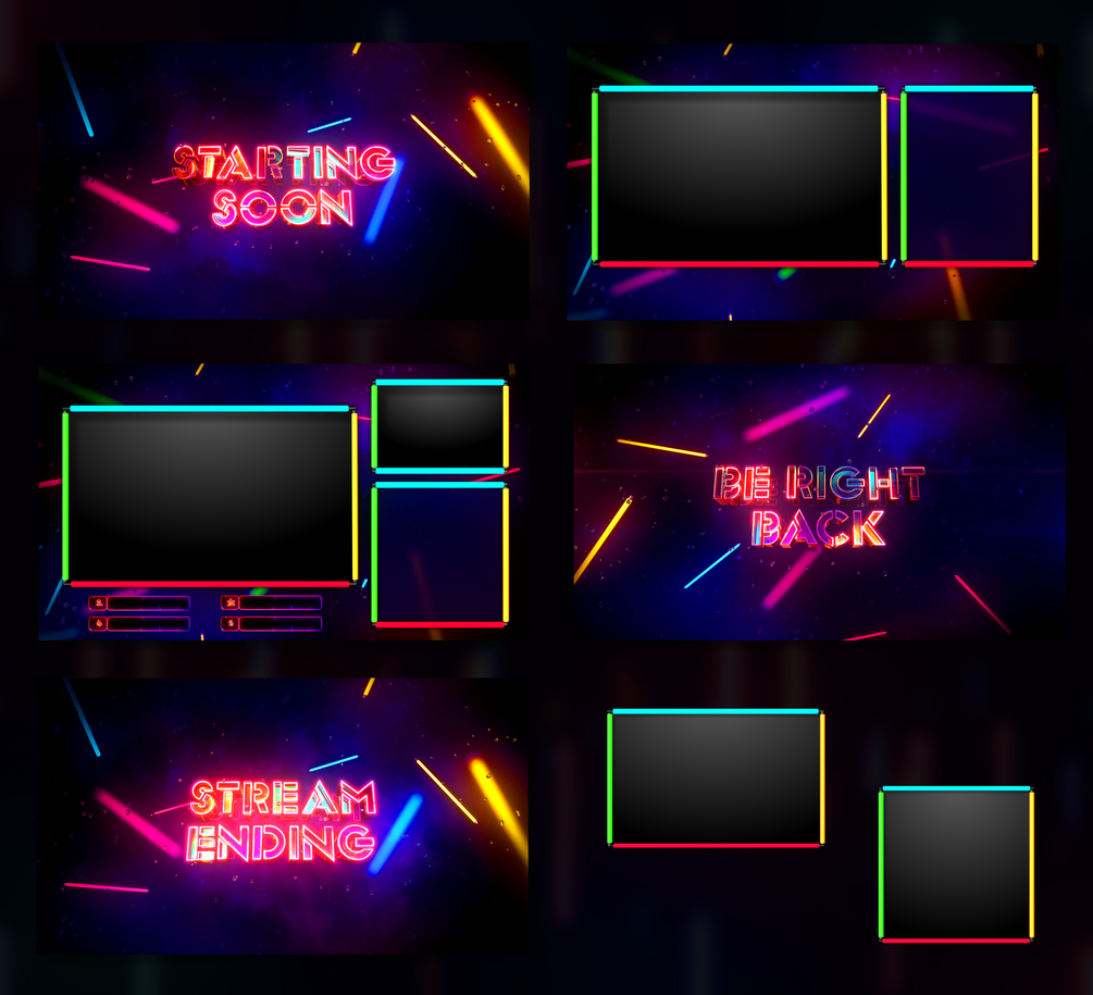 "Glowing Sticks" Animated Stream Overlay Pack