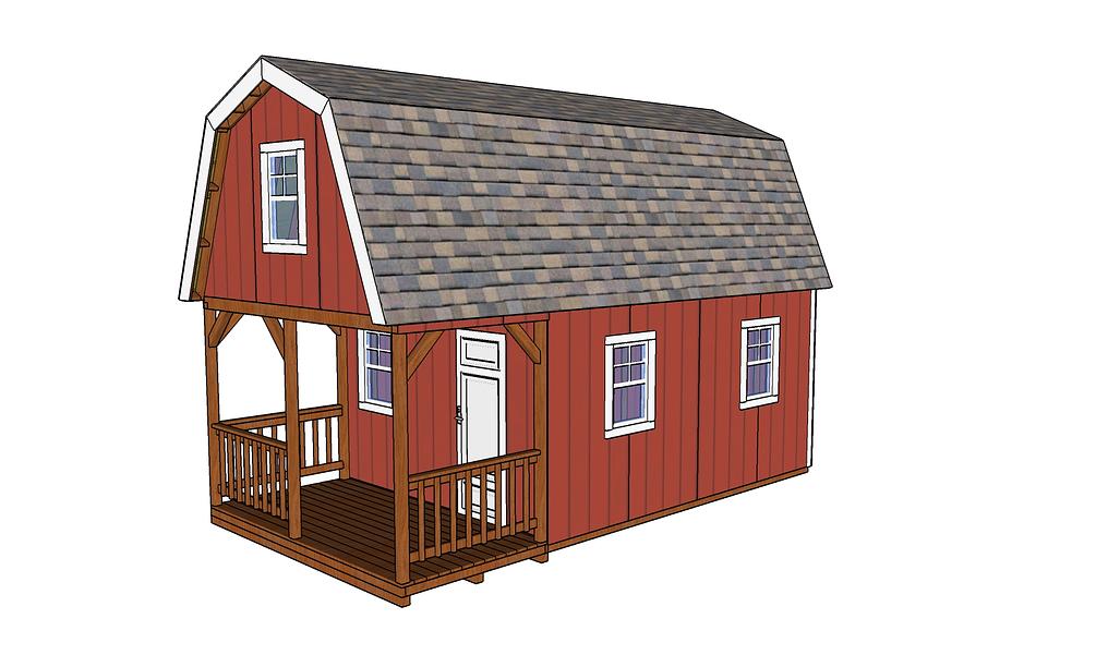 12x22 Cabin with Loft and Gambrel Roof plans