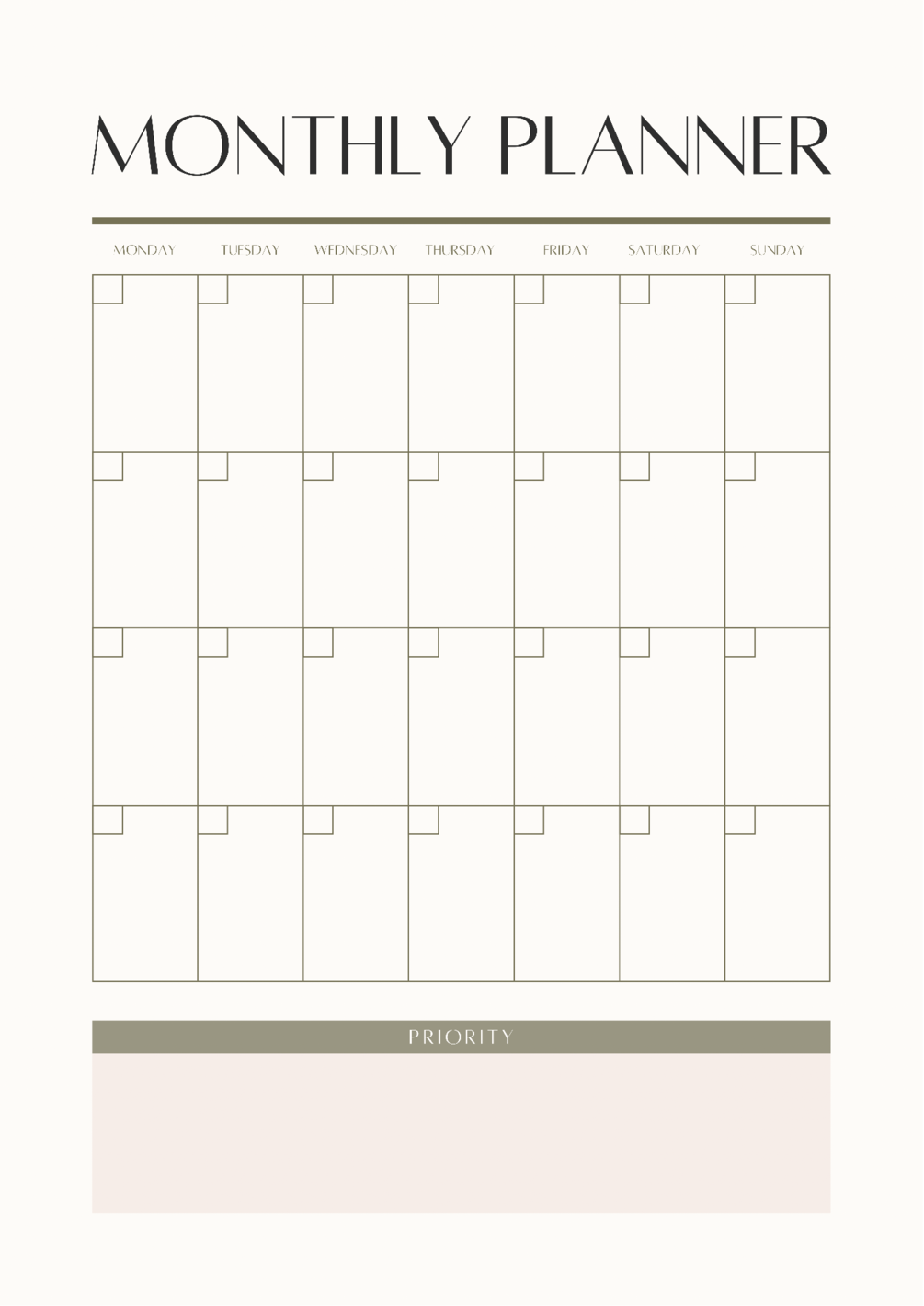 Monthly planner