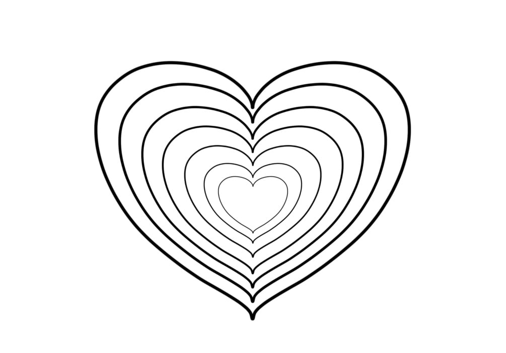 Cute Rainbow Heart Coloring Page