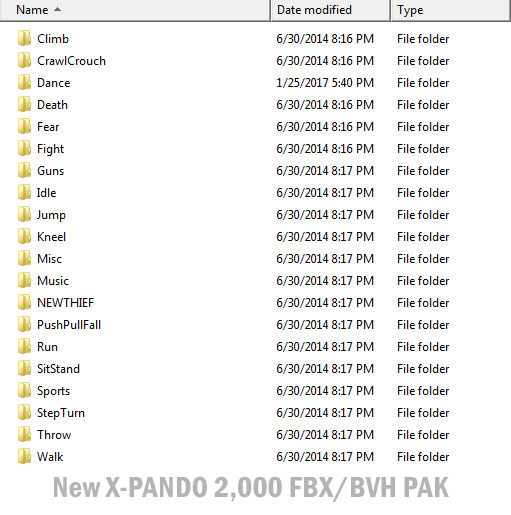 THE X-PANDO 2,000 FBX/BVH MOCAP Pak, Only from Truebones