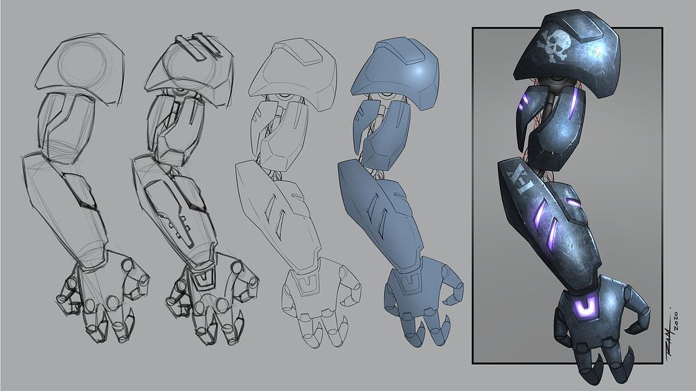 How to Draw and Paint a Robot Arm - Sketch to Color