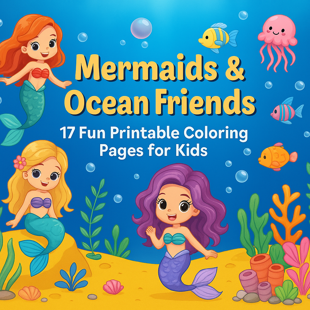 Mermaids & Ocean Friends – 17 Fun Printable Coloring Pages for Kids