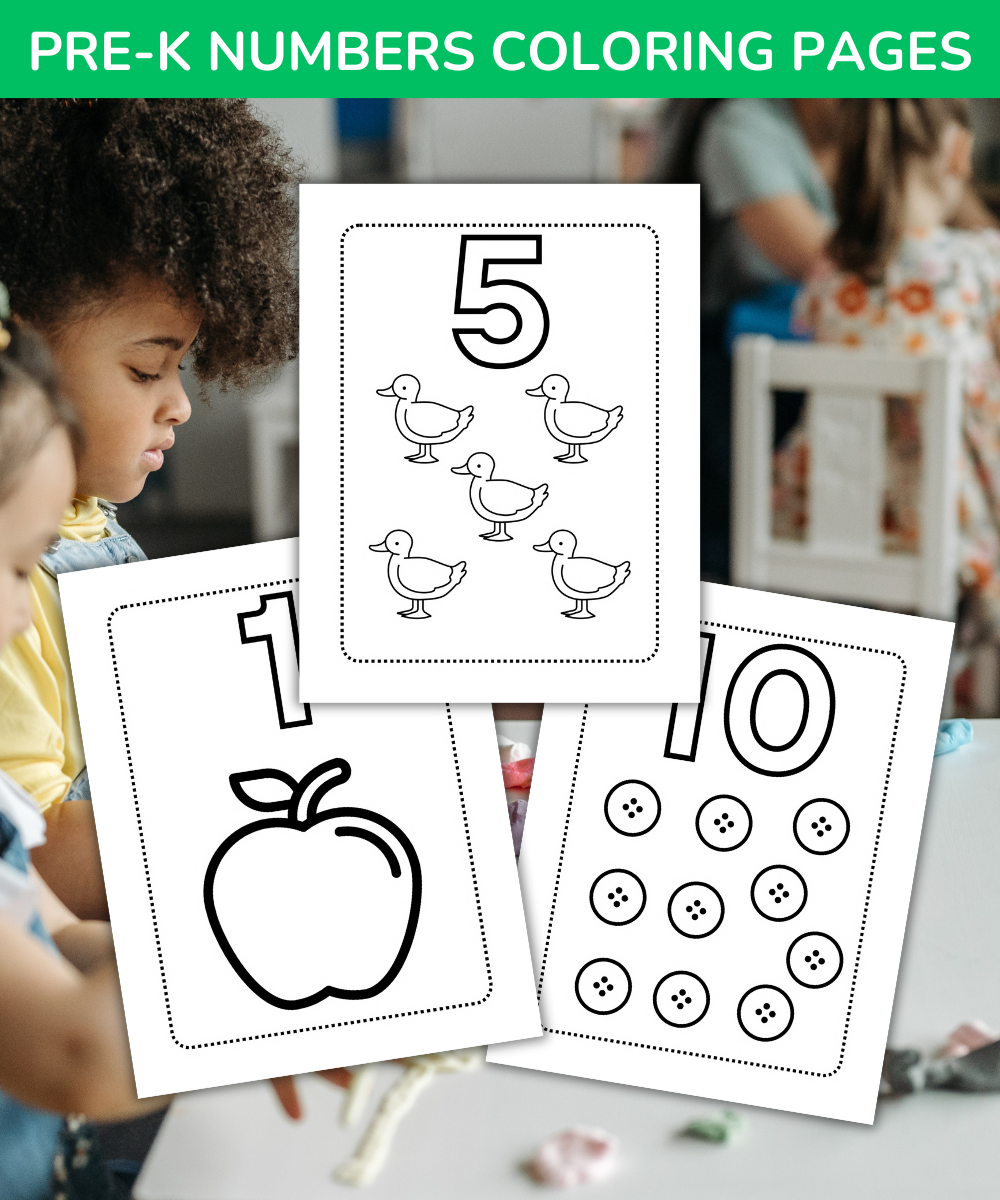 PreK Numbers Coloring Pages - Set of 11 - Commercial Use Allowed
