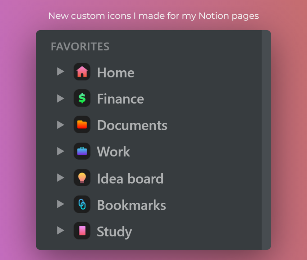 Modern Colourful Icons for notion pages
