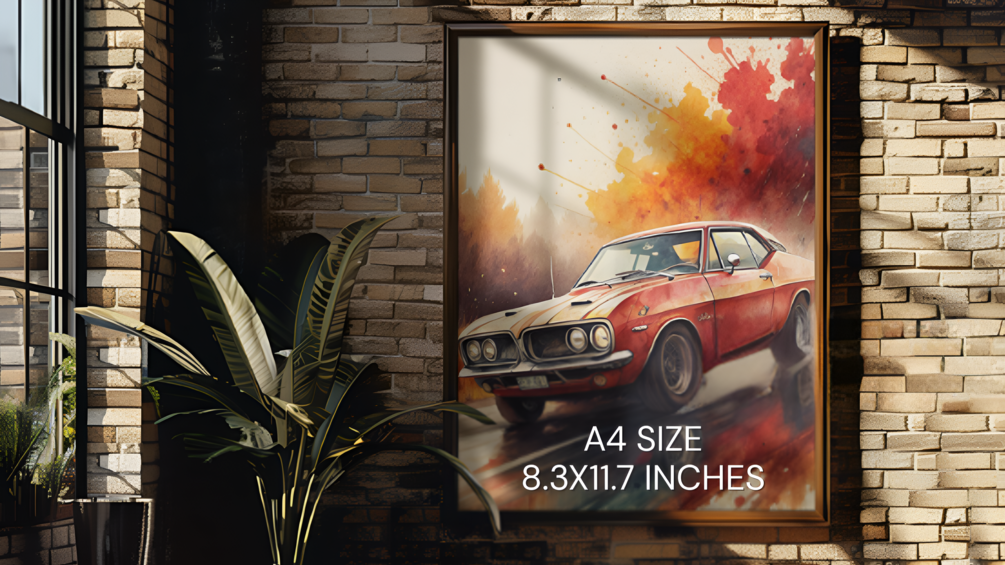 Vintage Muscle Car Watercolor Art – Classic American Muscle Wall Art ...