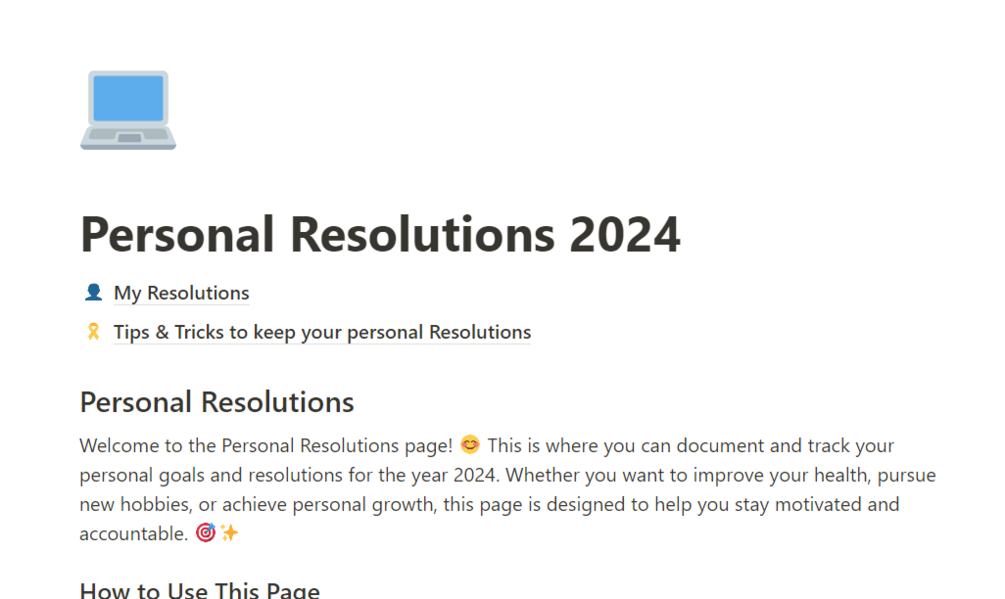 Personal Resolutions Roadmap 🗺️🌟