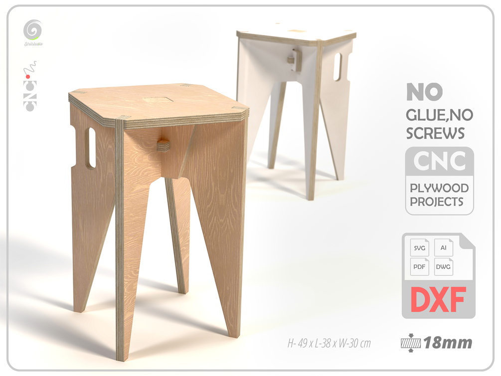 CNC plywood stool-CNC furniture-PDF,SVG,AI,DWG,DXF-cnc modern stool ...