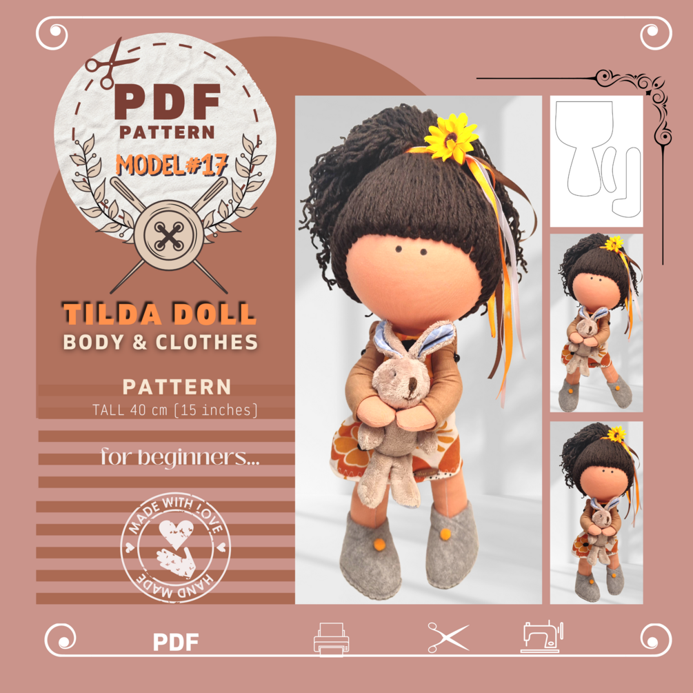 Tilda Doll Pattern for Body and Clothes, size 40 cm (15 inches)- Model ...