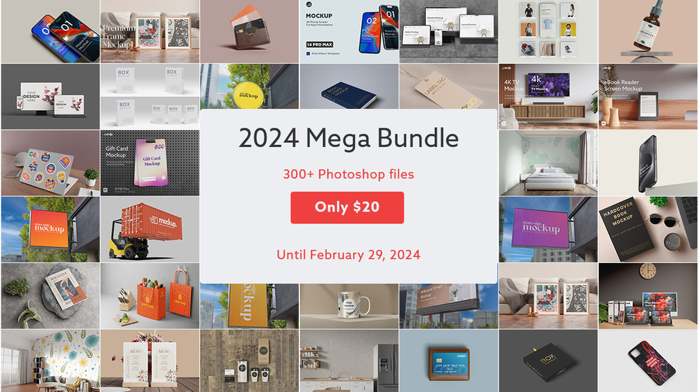 2024 Mega Bundle: Over 300+ Photoshop Mockup Templates for Just $20