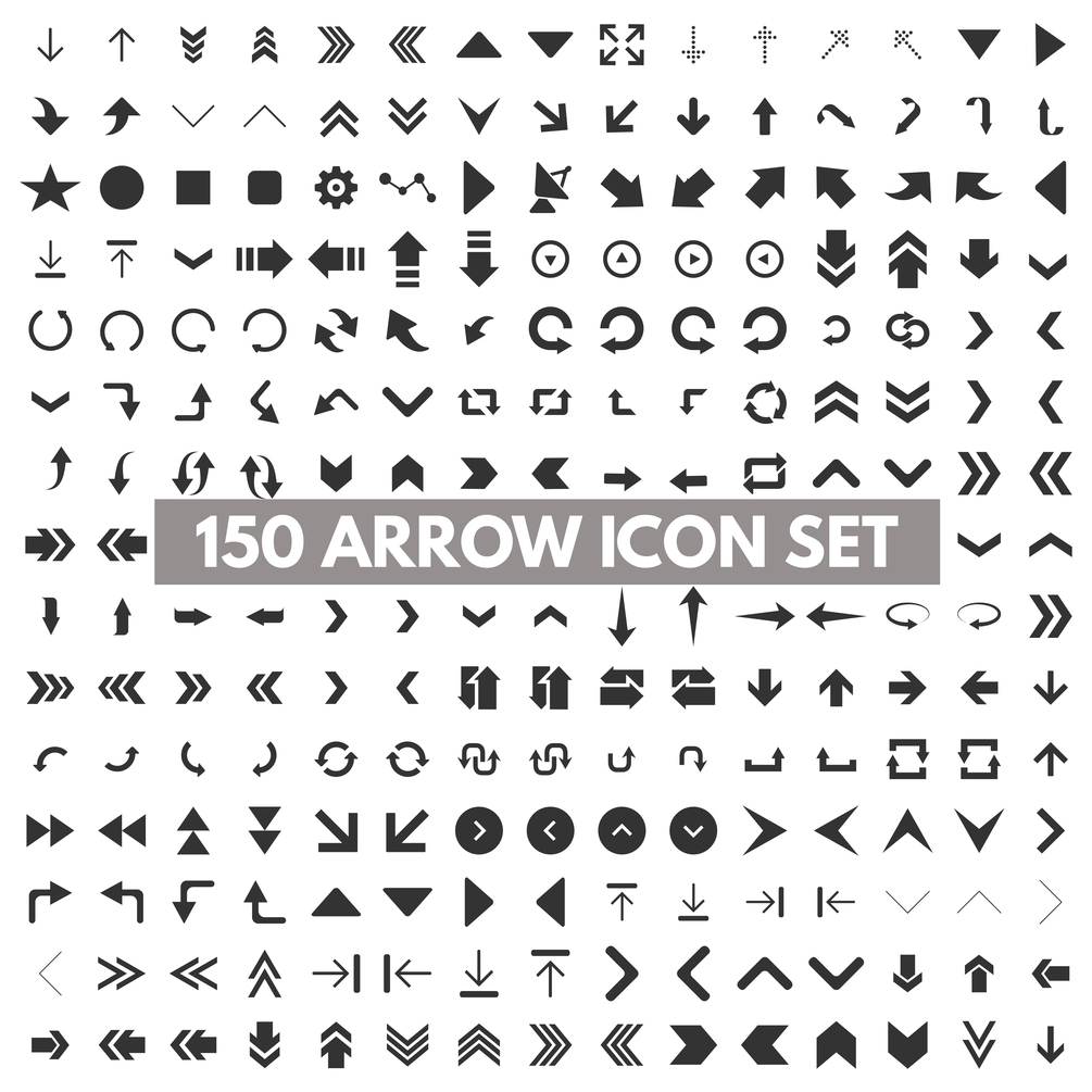 150 Arrow Icons Pack – Vector & PNG Arrows for Web & Graphic Design