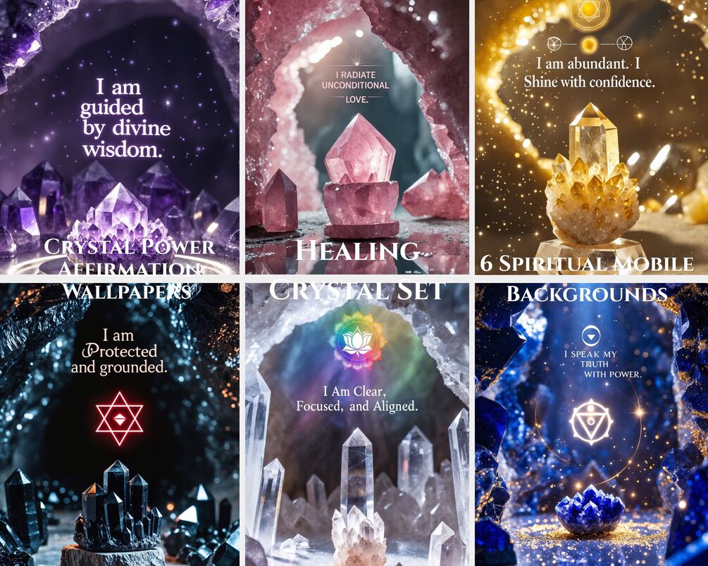 Crystal Power Affirmation Wallpapers – Healing Crystal Set | Phone ...