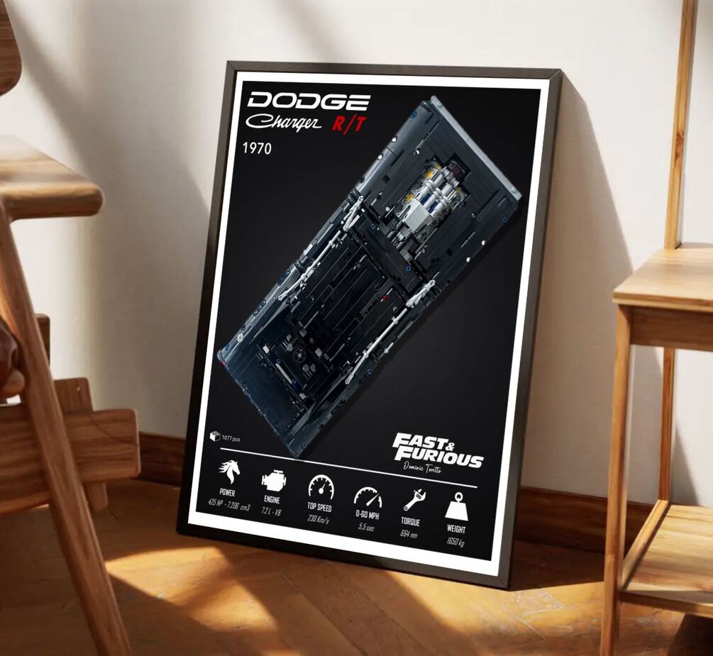 Affiche Lego Technic - Dom's Dodge Charger 40x50 cm