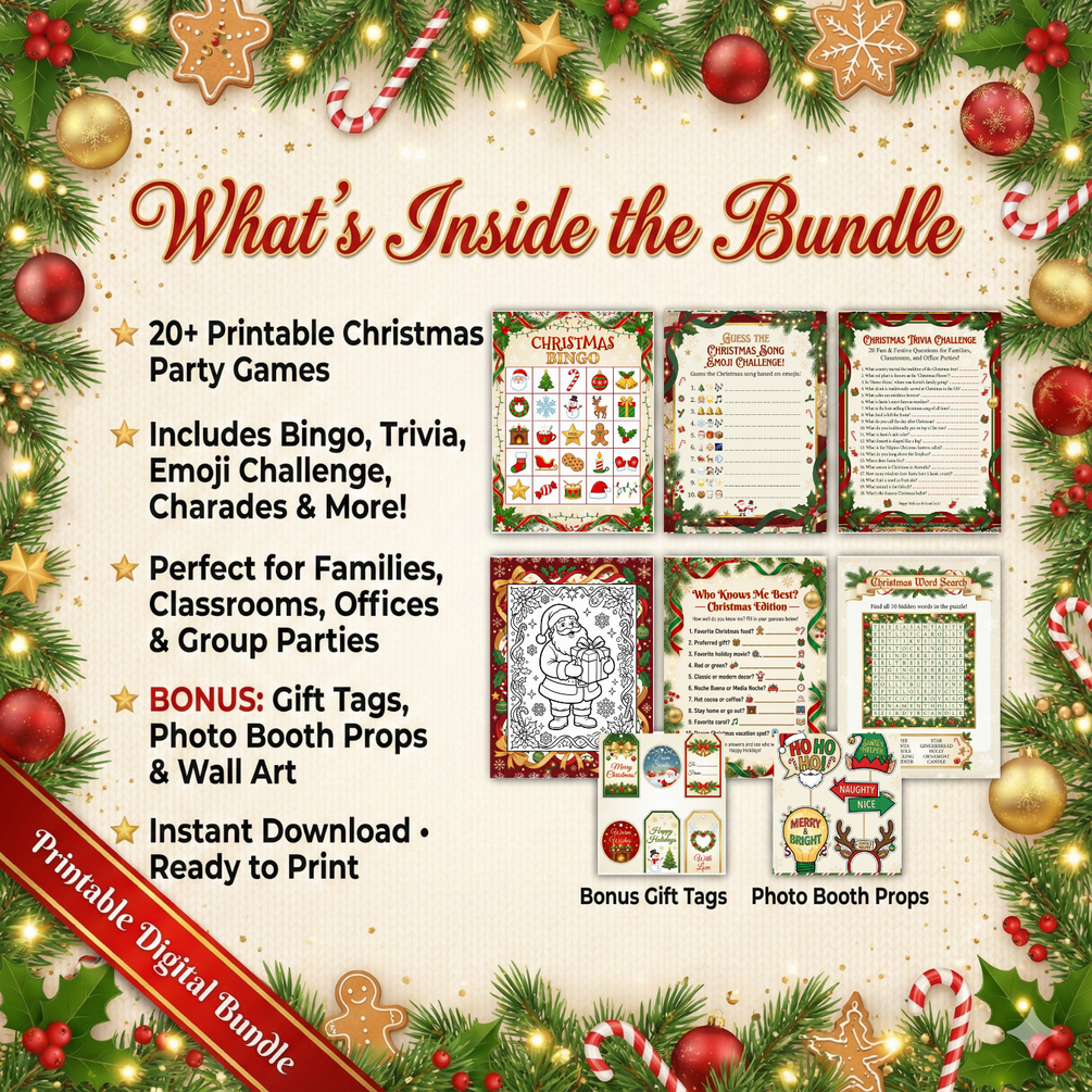Christmas Party Games Bundle | Printable Fun for Family, Office & Classroom
