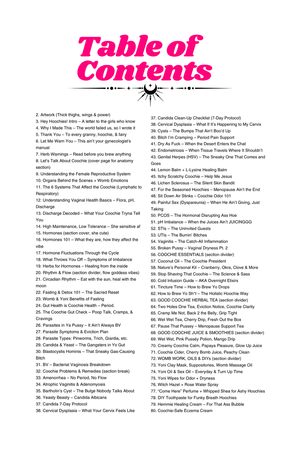 GUIDE TO GOOD COOCHIE