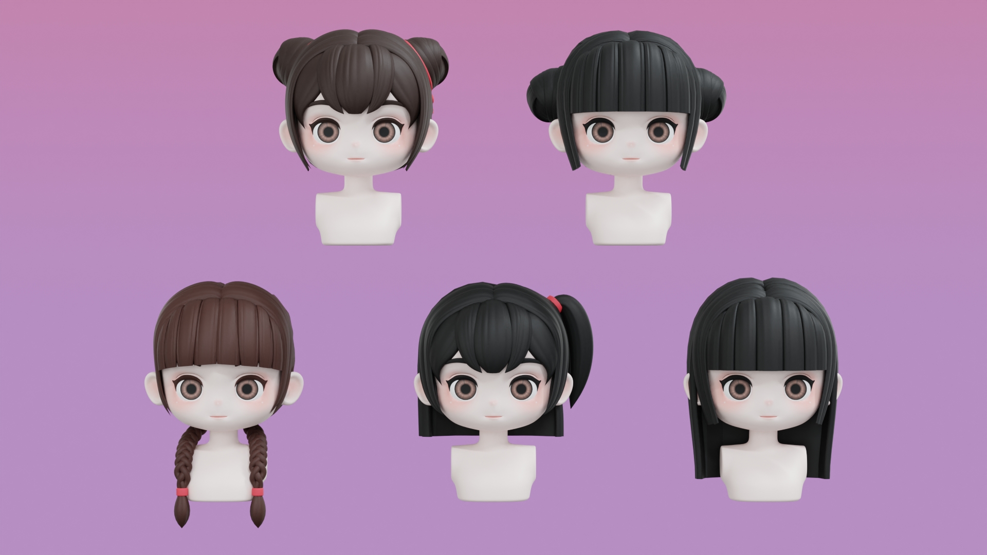 Collection Chibi Female Hair Style Set 2